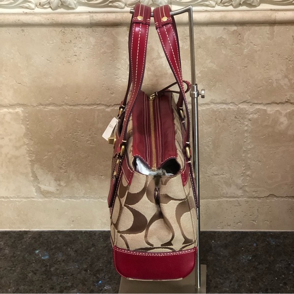 Coach | Bags | Coach Hamptons Signature Red Medium Carryall | Poshmark